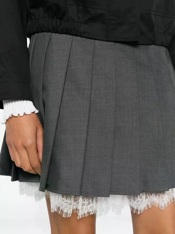 SELF-PORTRAIT Lace-trim Pleated Mini Skirt