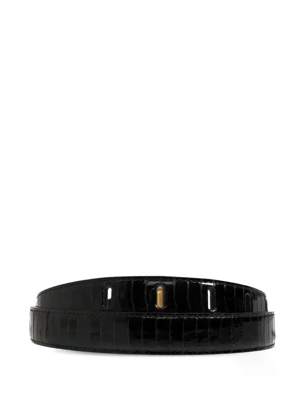 Balmain Crocodile-effect Leather Belt - Black