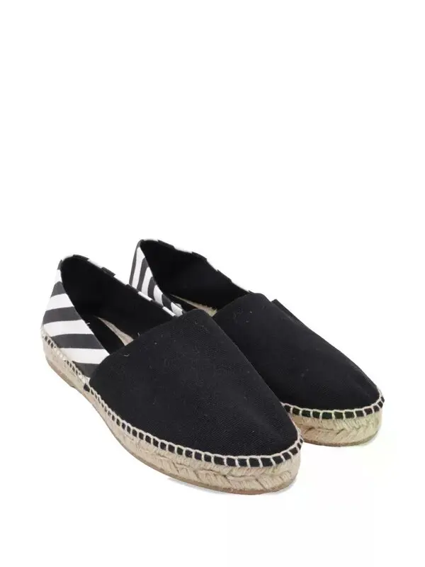 Off-White Striped Canvas Slip-on Espadrilles - Black