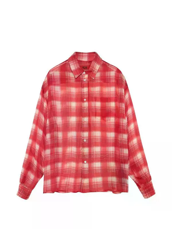 424 Check-pattern Long-sleeve Shirt - Red