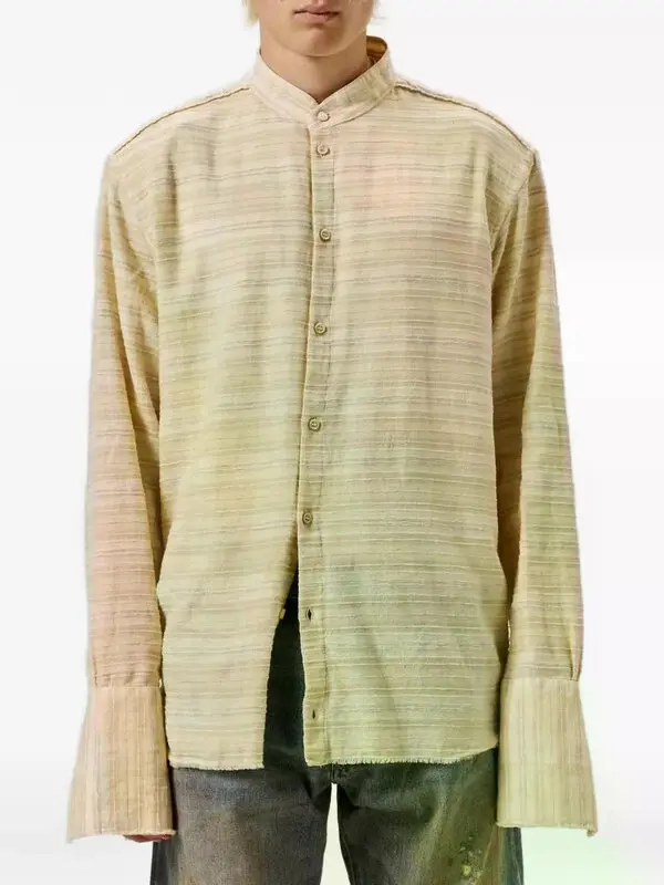 424 Mandarin-collar Frayed-hem Shirt