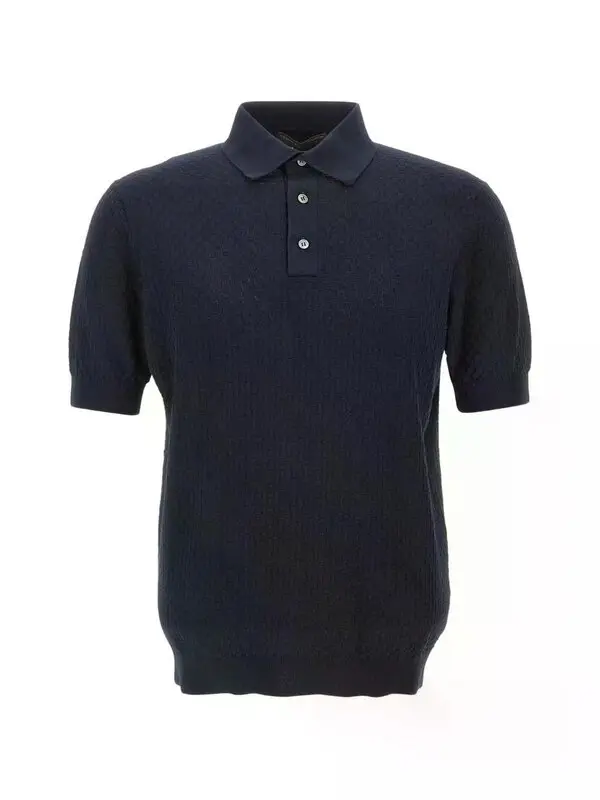 FILIPPO DE LAURENTIIS Checked-stitch Cotton Polo Shirt
