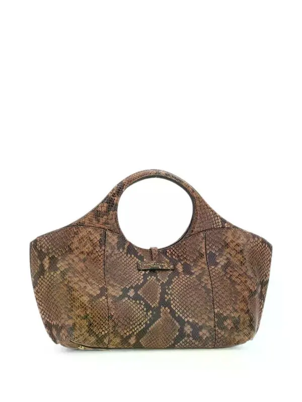 GIANNI CHIARINI Infinity Python-printed Leather Shoulder Bag - Brown