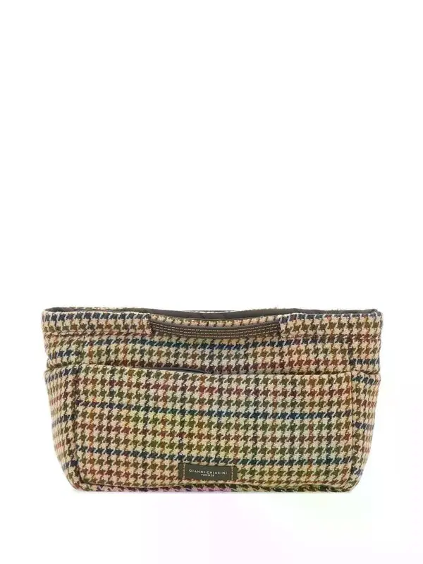 GIANNI CHIARINI Houndstooth Wool-blend Clutch Bag - Neutrals