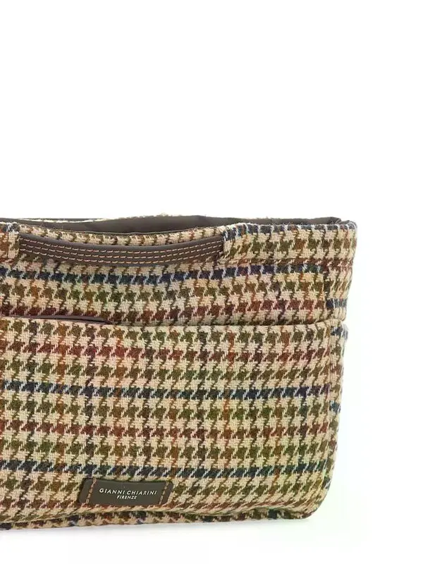 GIANNI CHIARINI Houndstooth Wool-blend Clutch Bag