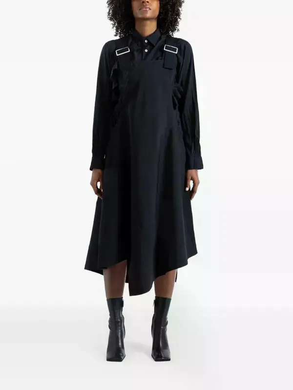 Comme Des Garçons Asymmetrical Apron Midi Dress - Black