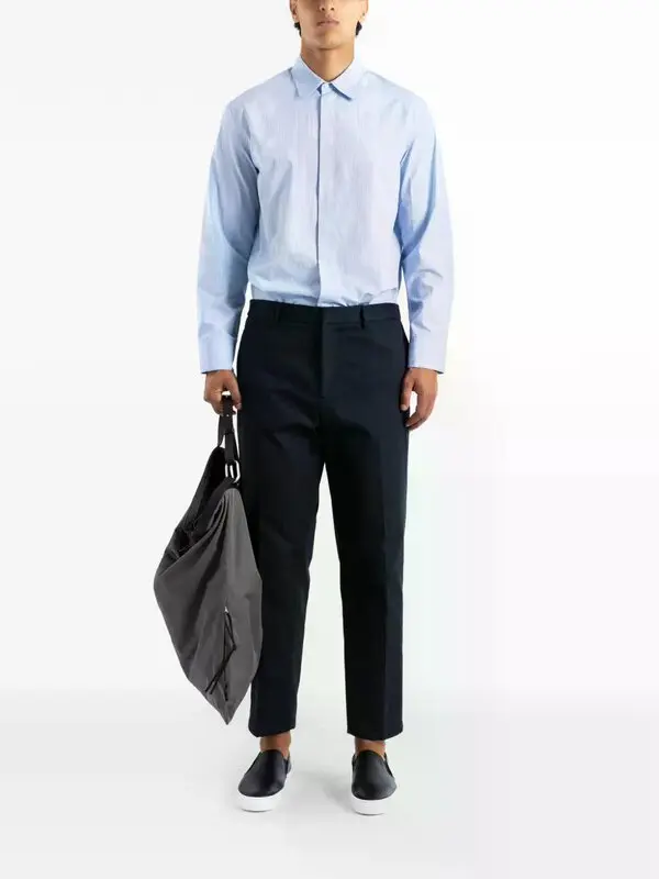 JIL SANDER Fine-stripe-pattern Long-sleeved Shirt - Blue
