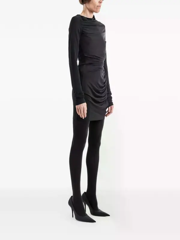 rick owens ruched dress Lola off-the-shoulder twisted gathered crepe de chine maxi dress - gray