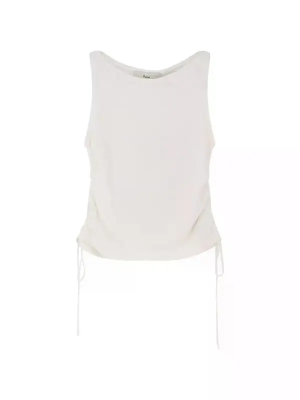 DUNST Ribbed Trim Sleeveless Top With Drawstring Detail