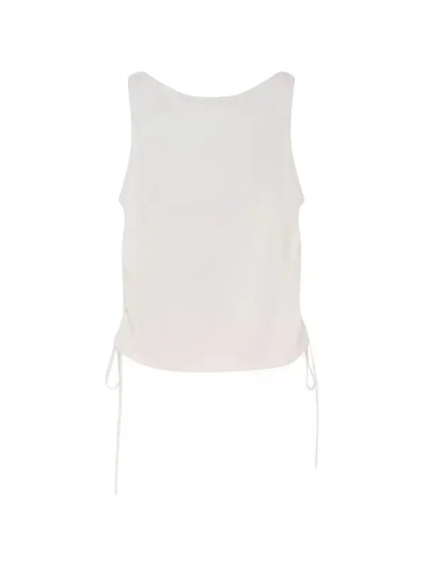 DUNST Ribbed Trim Sleeveless Top With Drawstring Detail