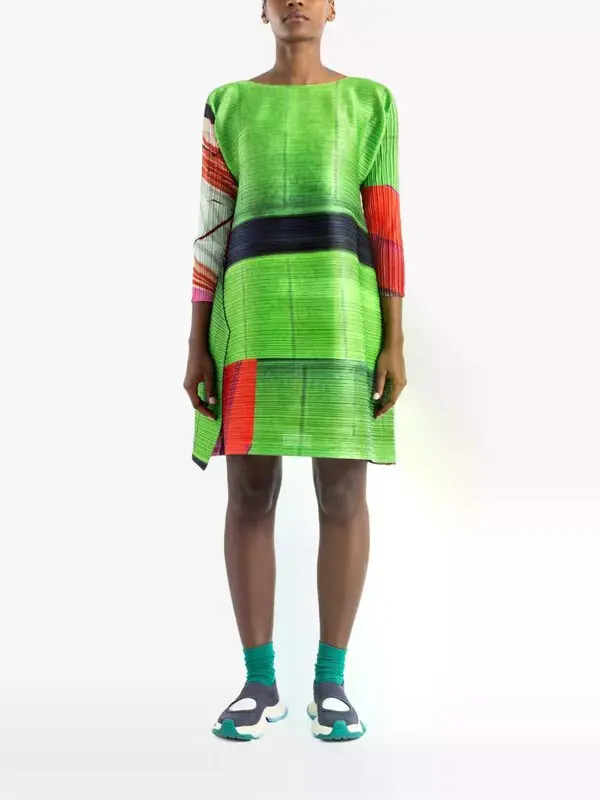 Issey Miyake City Collage Pleated Tunic - Green
