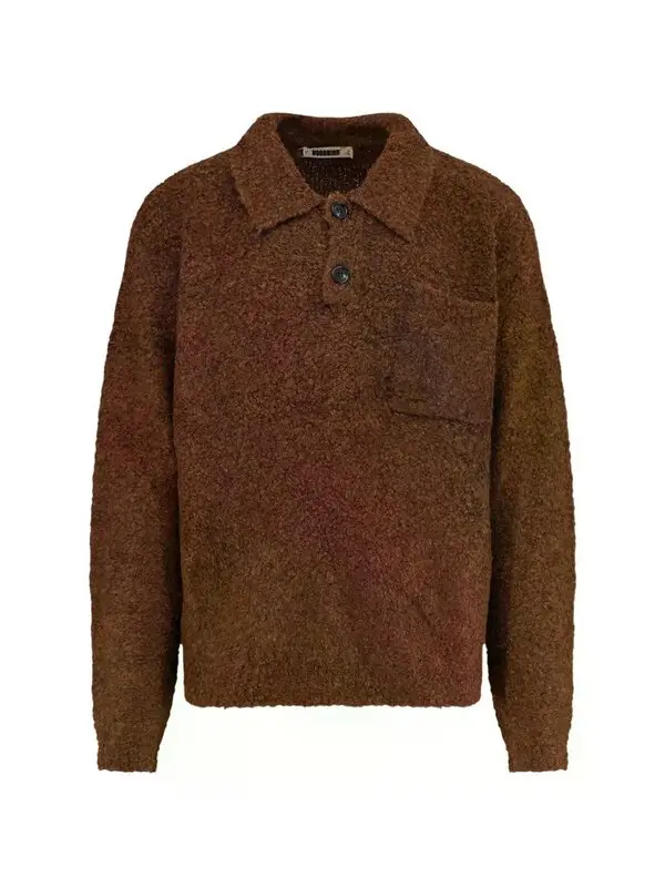 WOODBIRD Bouclé-knit Chest-pocket Jumper - Brown