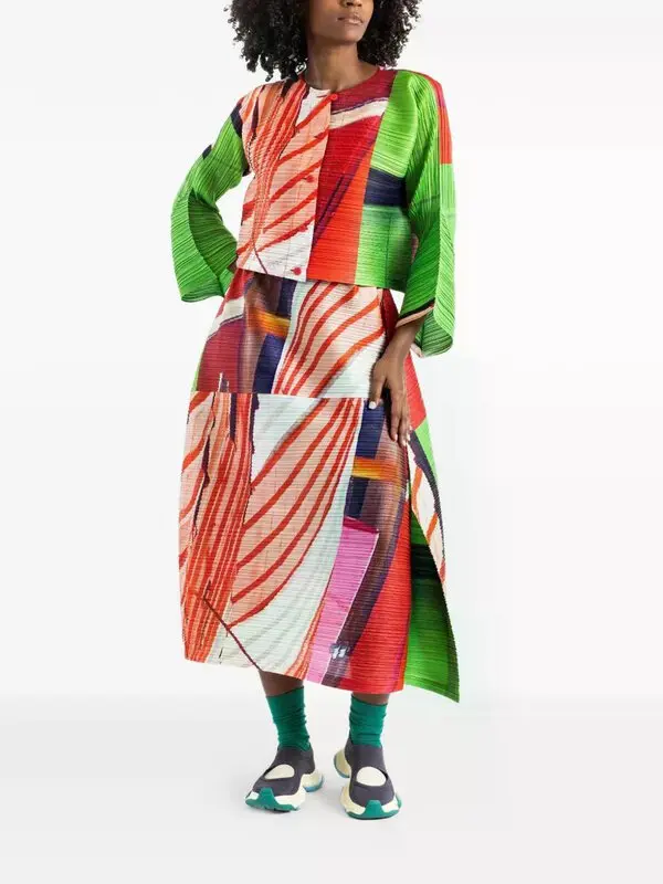 Issey Miyake City Collage Plissé Blouse