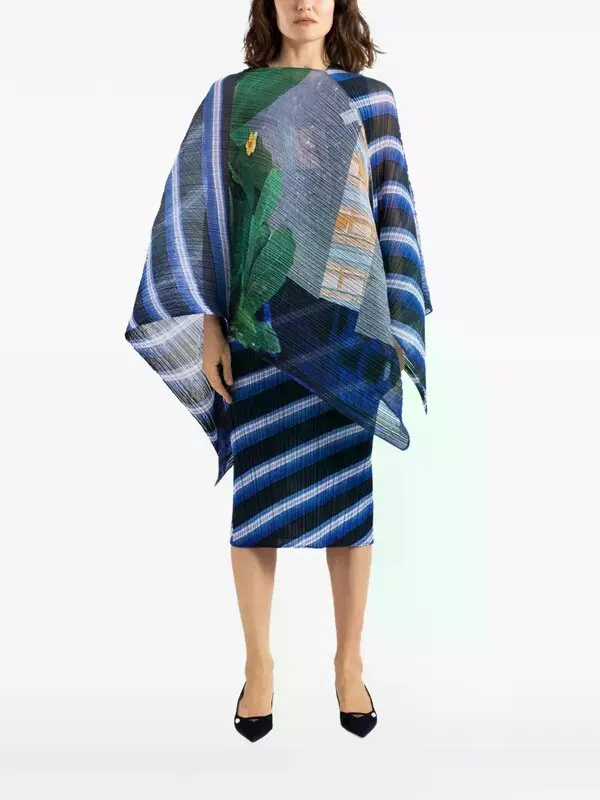 Issey Miyake City Collage Plissé Top - Blue