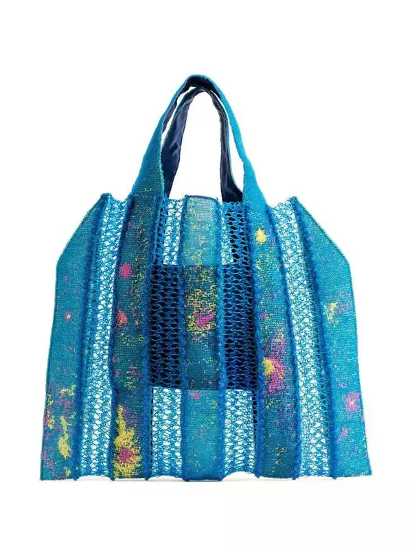BIELO Openwork Knit Tote Bag - Blue