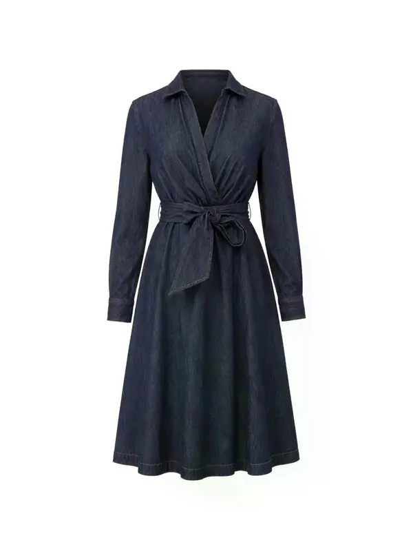 Ralph Lauren Navy Belted Midi Dress - Blue