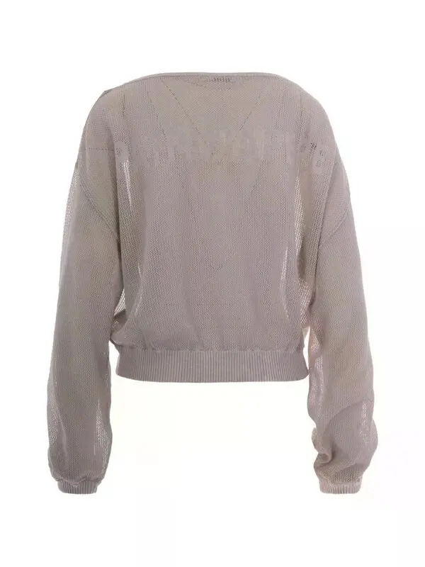 Patrizia Pepe Logo Mesh-knit Sweater - Grey