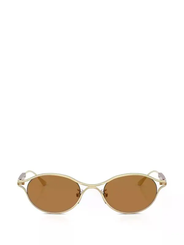 Tory Burch Deco Oval Frame Sunglasses - Gold