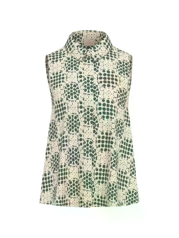 Marella Sleeveless Geometric Print Shirt - Neutrals