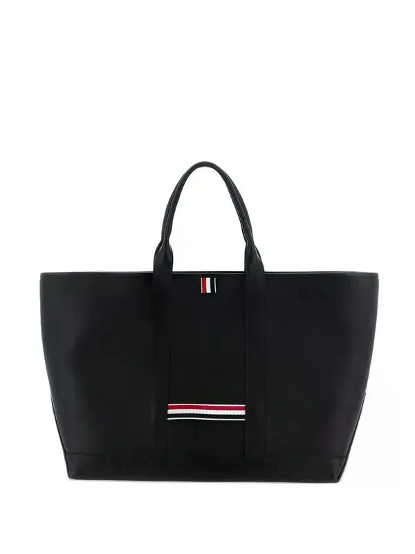 Thom Browne Tricolour-grosgrain Leather Tote Bag - Black
