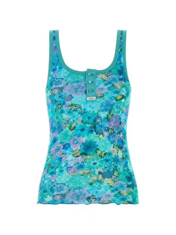 Chloé Ribbed Floral-print Tank Top