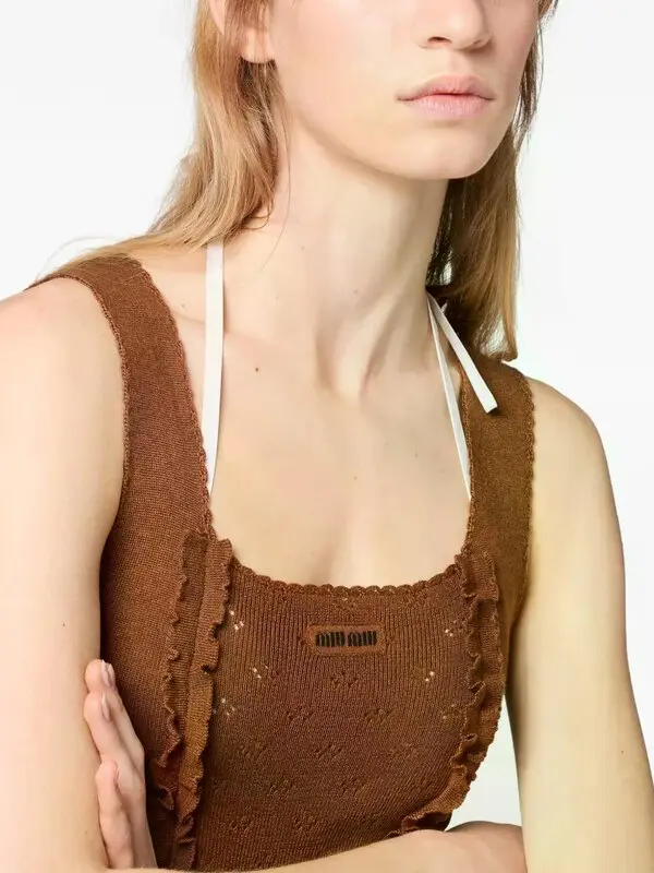 Miu Miu Cashmere And Silk Crochet Knit Top