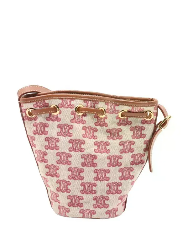 Celine Micro Triomphe Embroidered Canvas Drawstring Bucket Bag