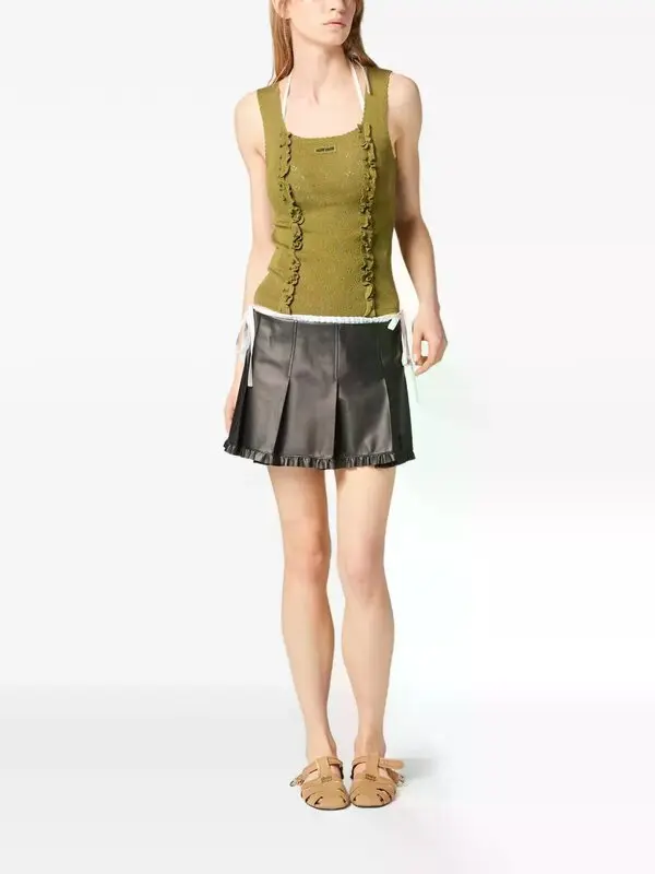 Miu Miu Ribbed Cashmere And Silk Knit Top With Crochet Details