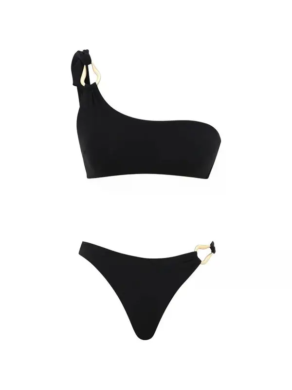 Zimmermann Roselight Trim One-shoulder Bikini - Black