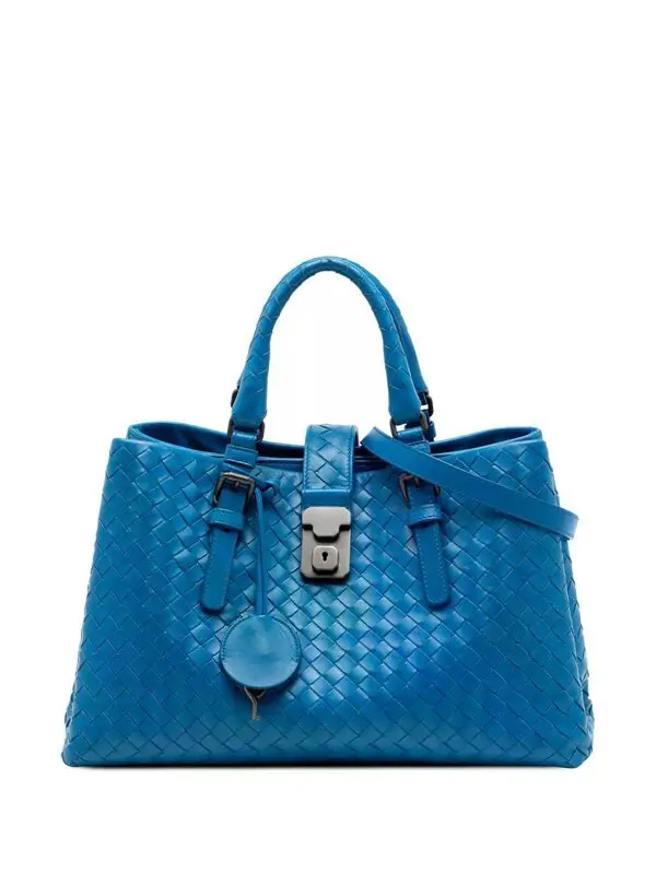 Bottega Veneta Small Nappa Intrecciato Roma Satchel - Blue
