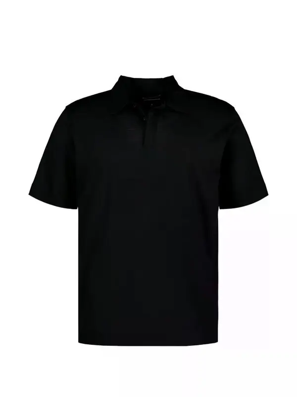 Emporio Armani Logo-embroidered Wool Polo Shirt - Black