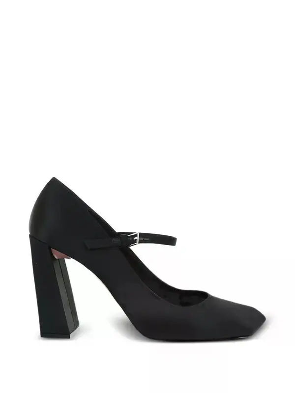 Amina Muaddi Charlotte Mary Jane Heeled Pumps - Black