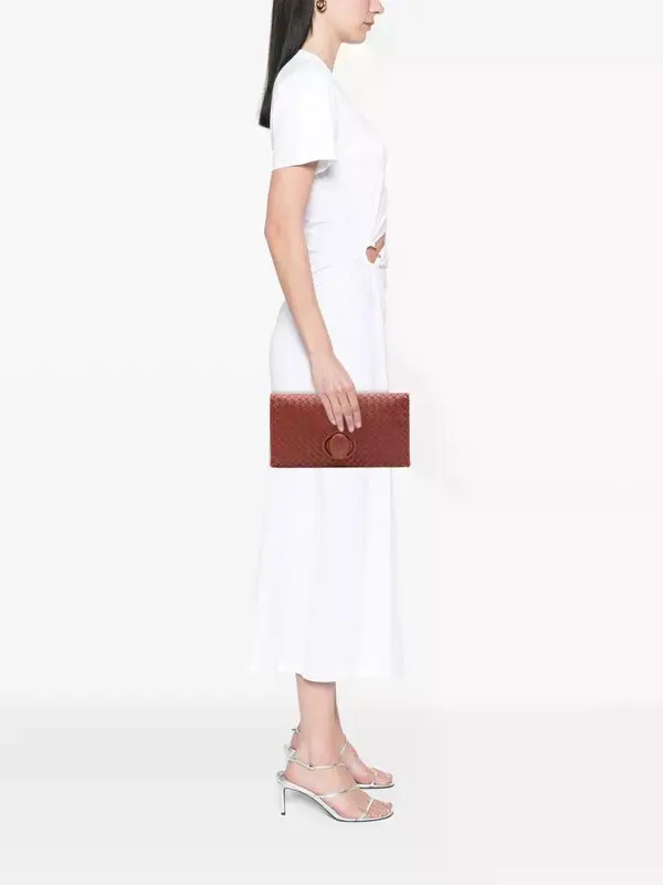 Bottega Veneta Nappa Intrecciato Turn Lock Clutch Bag - Red