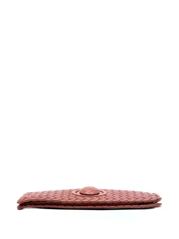 Bottega Veneta Nappa Intrecciato Turn Lock Clutch Bag - Red