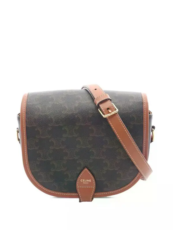 Celine Medium Triomphe Coated Canvas Folco Crossbody Bag