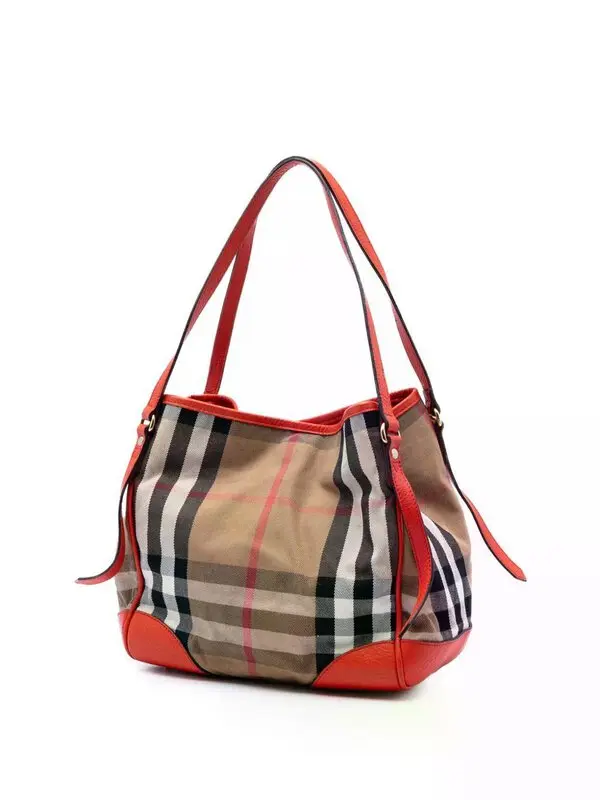 Burberry Small House Check Canvas Bridle Canterbury Tote Bag - Brown