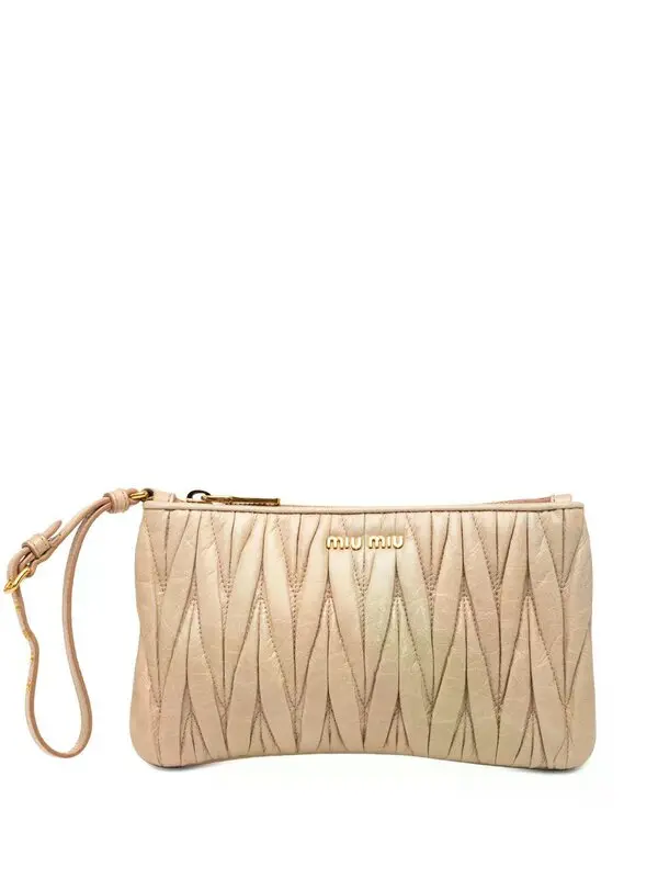 Miu Miu Matelassé Nappa Clutch Bag - Neutrals