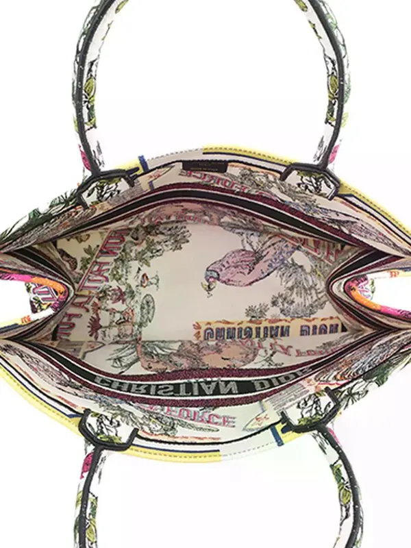 Dior Embroidered Canvas Indian Animals Book Tote Bag - Multicolour