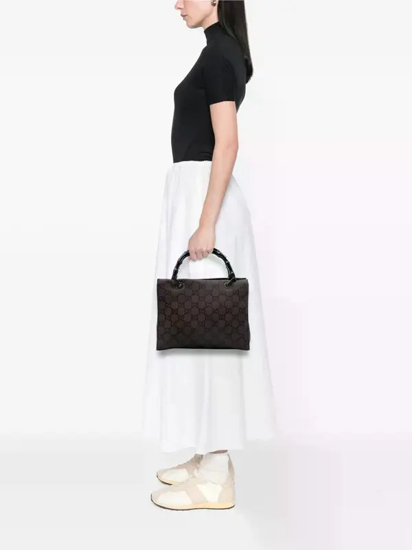 Gucci Gg Nylon Bamboo Satchel