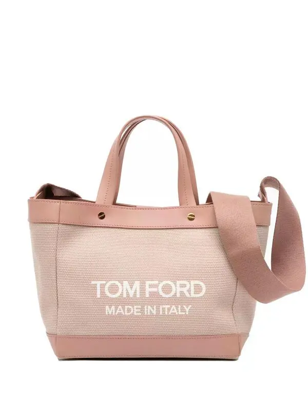TOM FORD Canvas T Screw Tote Satchel - Brown