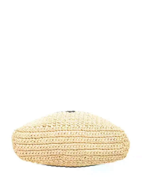 Prada Small Raffia Effect Crochet Embroidered Logo Tote Bag