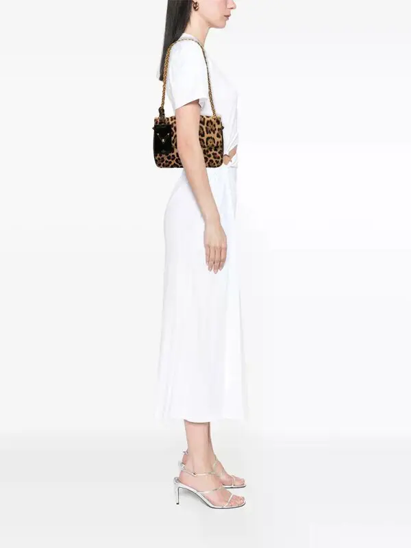 Valentino Garavani Pony Hair Leopard Print Shoulder Bag - Black
