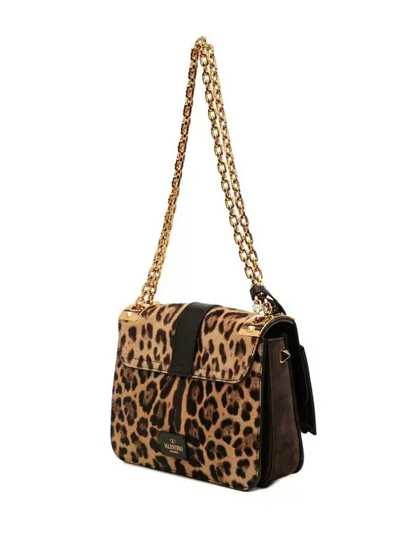 Valentino Garavani Pony Hair Leopard Print Shoulder Bag