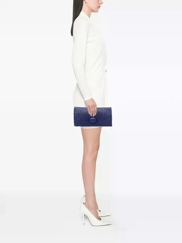 Bottega Veneta Nappa Intrecciato Turn Lock Clutch Bag - Purple