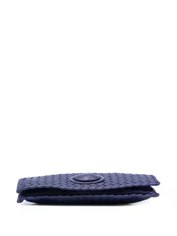 Bottega Veneta Nappa Intrecciato Turn Lock Clutch Bag - Purple