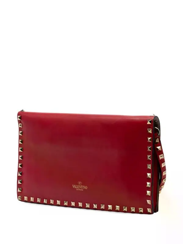 Valentino Garavani Nappa Rockstud Wristlet Clutch Bag - Red
