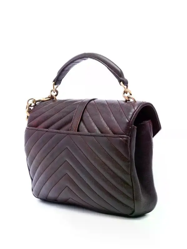 Saint Laurent Medium Chevron Sheepskin Monogram College Satchel