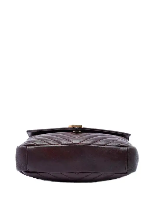 Saint Laurent Medium Chevron Sheepskin Monogram College Satchel