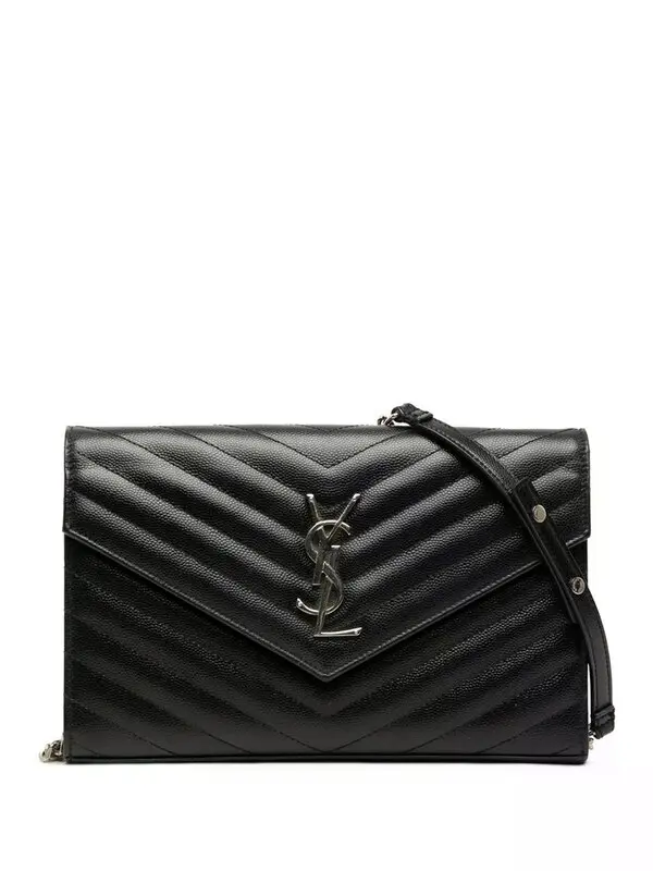 Saint Laurent Cassandre Chain Wallet Crossbody Bag - Black