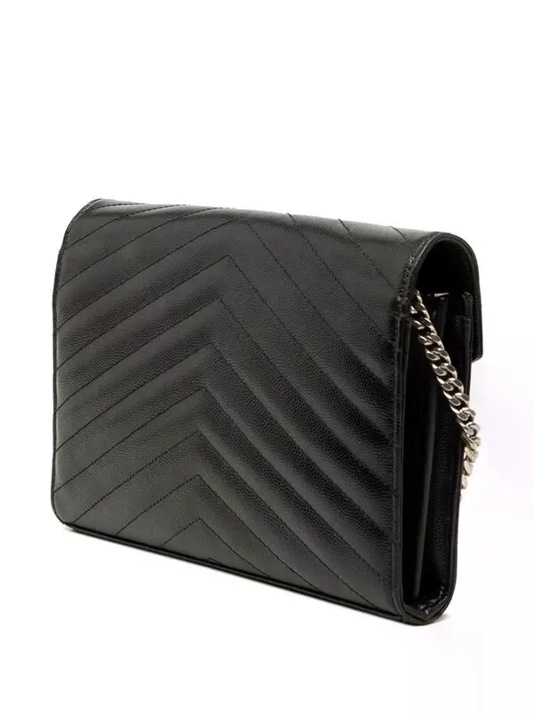 Saint Laurent Cassandre Chain Wallet Crossbody Bag - Black